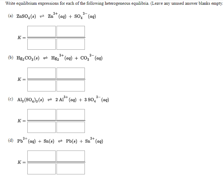 Solved Write equilibrium expressions for each of the | Chegg.com