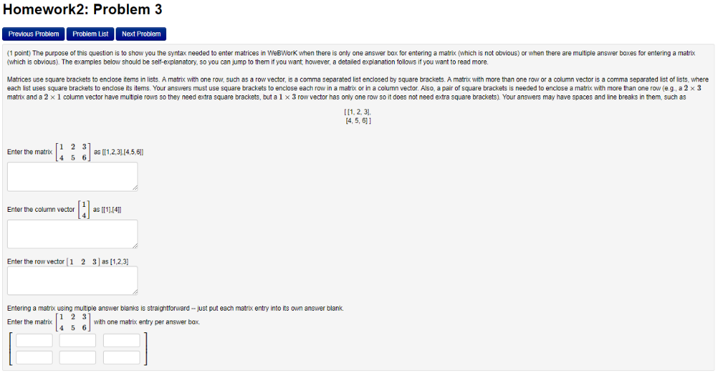Solved Homework2: Problem 3 Previous Problem Problem List | Chegg.com