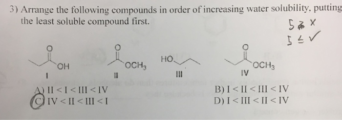 Solved 3) Arrange the following compounds in order of | Chegg.com