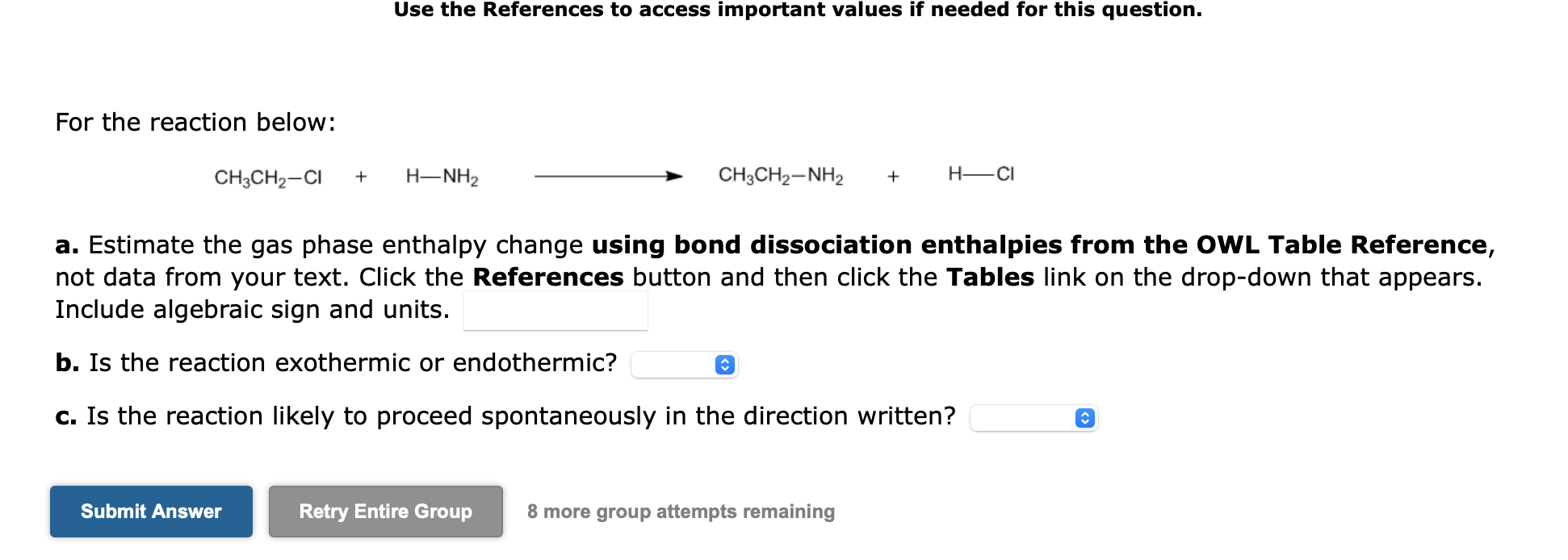 Solved a. Estimate the gas phase enthalpy change using bond | Chegg.com