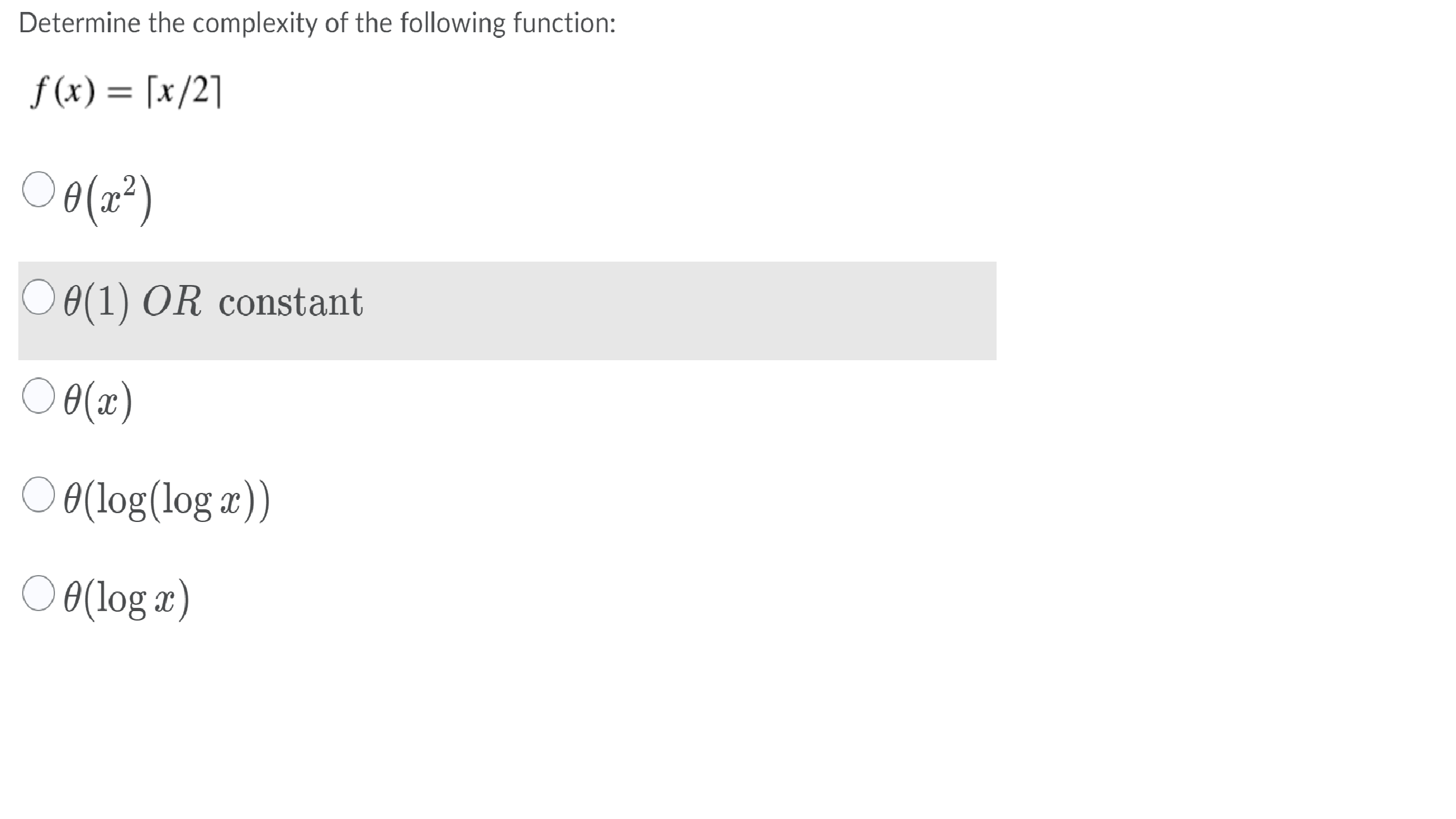 Solved Determine the complexity of the following function: | Chegg.com