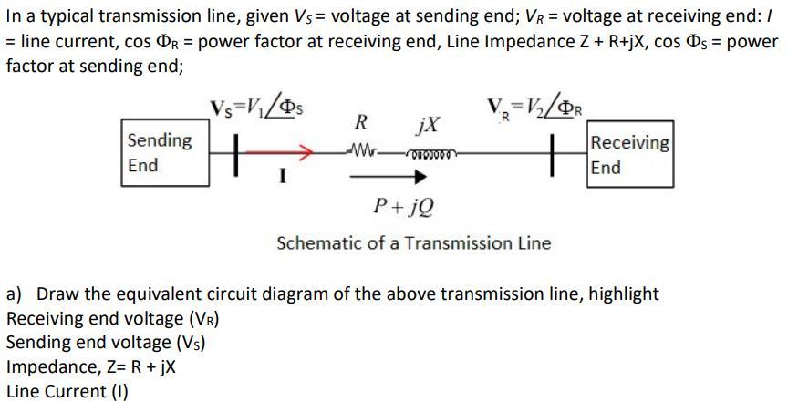 Solved In a typical transmission line, given Vs = voltage at | Chegg.com