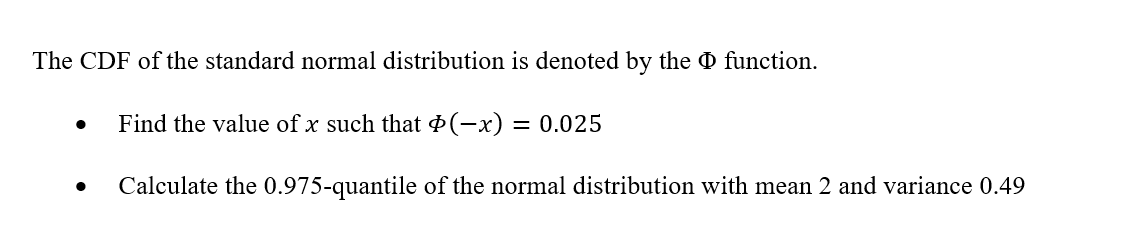 Solved The CDF of the standard normal distribution is | Chegg.com