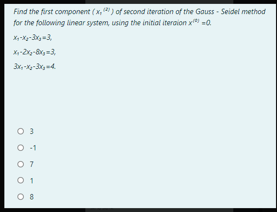 Find the first component (x1(2)) of second iteration | Chegg.com
