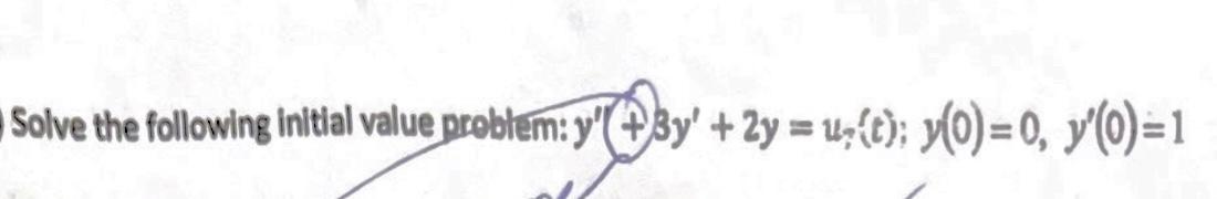 Solved The equation starts as y''+3y'+2y= u sub 7 (t) to be | Chegg.com