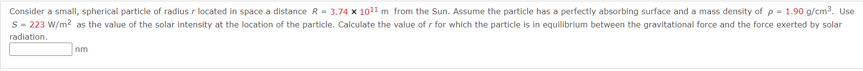 Solved Consider a small, spherical particle of radius r | Chegg.com