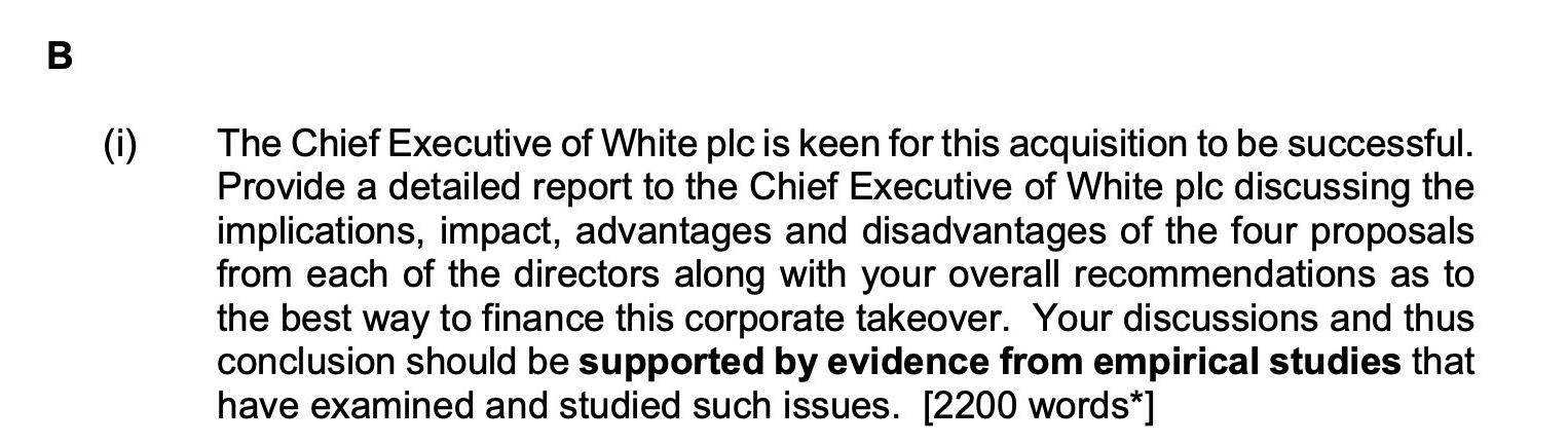 Solved White plc is a well established company that has | Chegg.com