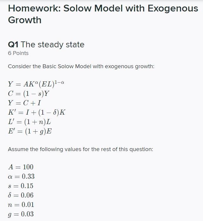 Solved Q1.1) Compute the steady state capital per effective | Chegg.com