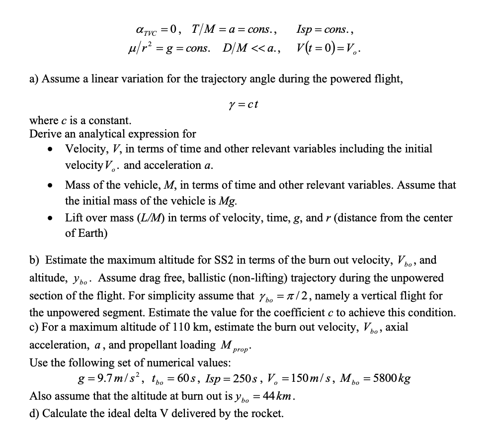 Solved Question 2 - SpaceShip Two Trajectory (40 points): | Chegg.com