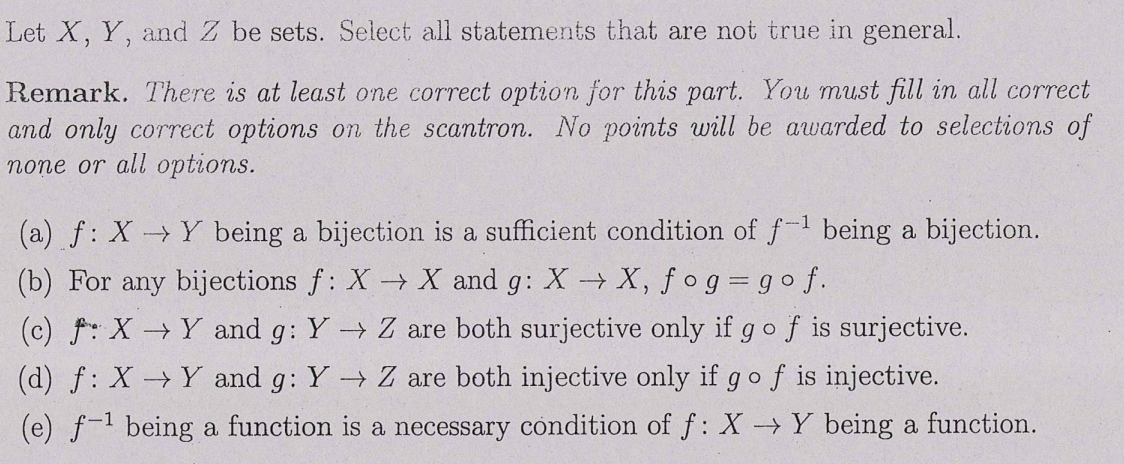 Solved Let X,Y, and Z be sets. Select all statements that | Chegg.com