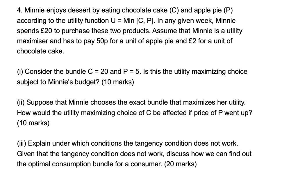 4. Minnie enjoys dessert by eating chocolate cake (C) | Chegg.com