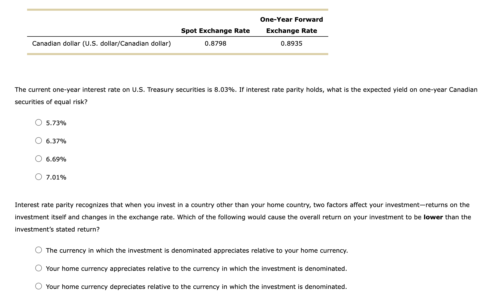 Solved The current one-year interest rate on U.S. Treasury | Chegg.com