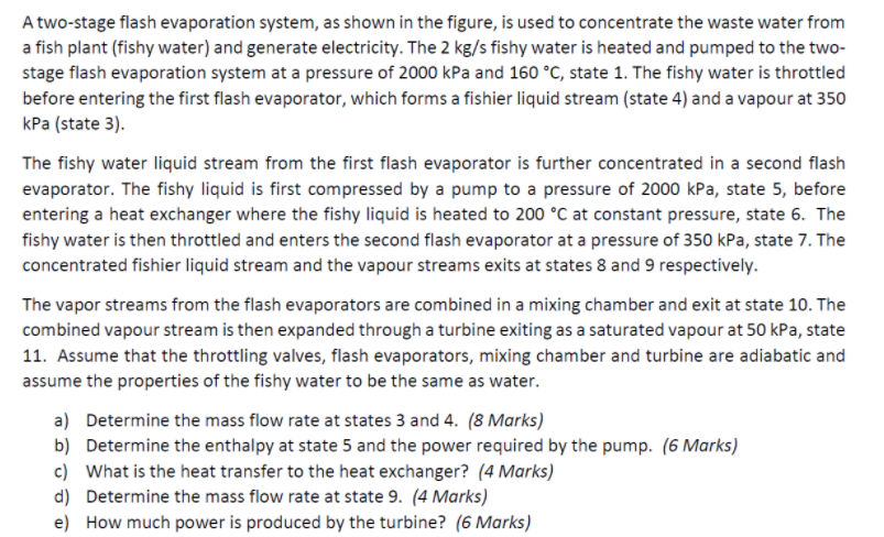 Solved A two-stage flash evaporation system, as shown in the | Chegg.com