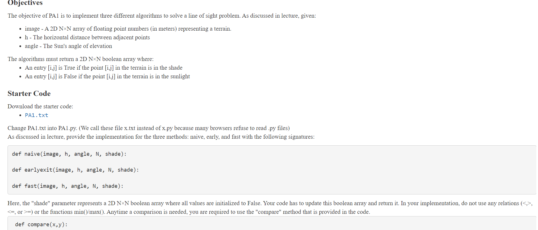 Solved The objective of PA1 is to implement three different | Chegg.com