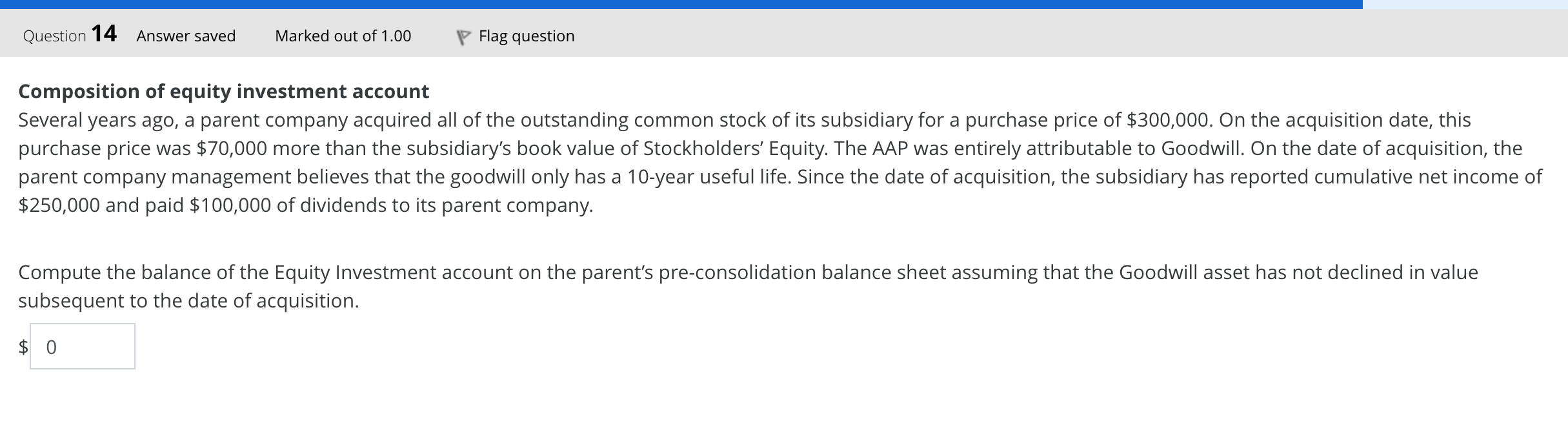 Solved Question 14 Answer saved Marked out of 1.00 P Flag | Chegg.com