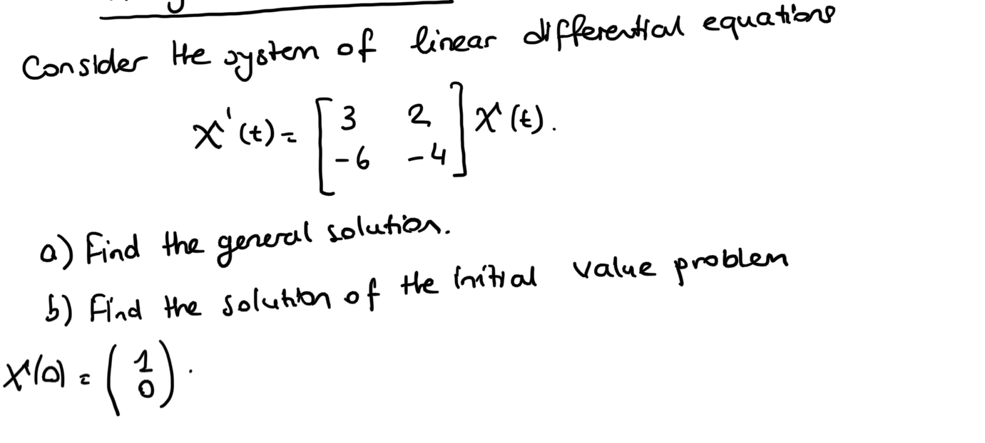 Solved Consider He system of linear differential equations | Chegg.com