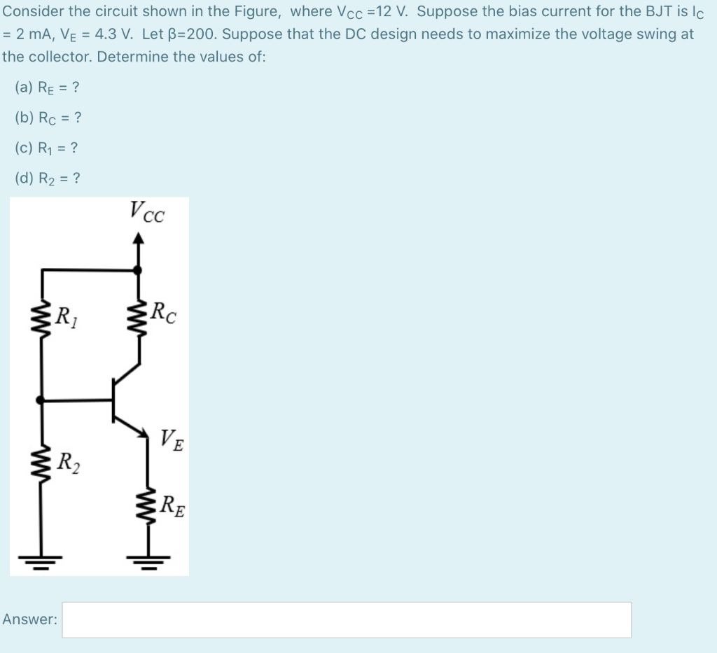 Solved Consider the circuit shown in the Figure, where Vcc | Chegg.com