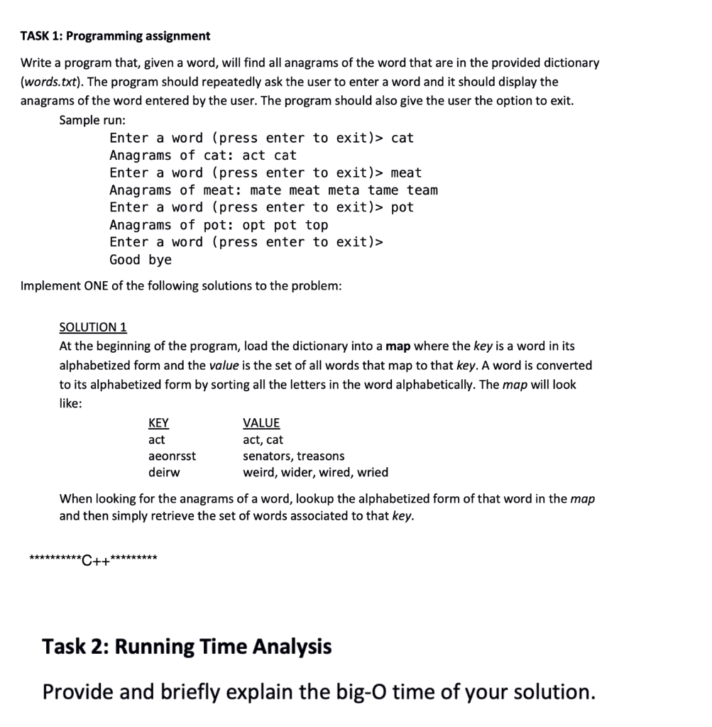 Solved TASK 1: Programming assignment Write a program that, | Chegg.com
