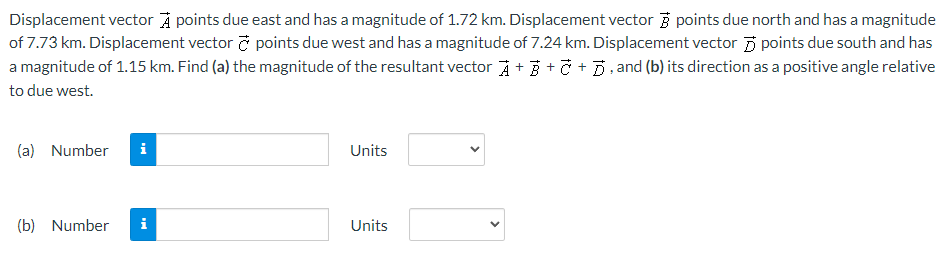 Solved Displacement vector vec(A) ﻿points due east and has a | Chegg.com