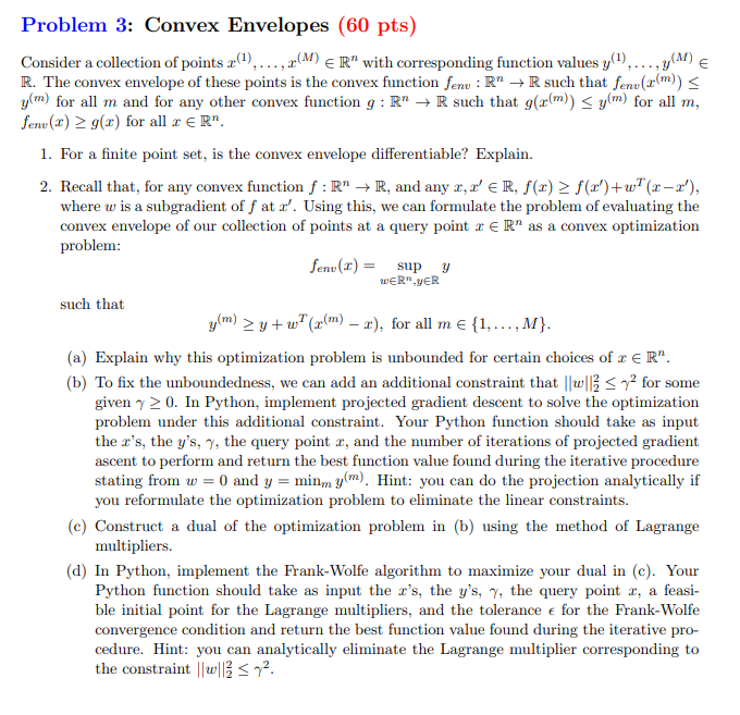 sup y Problem 3: Convex Envelopes (60 pts) Consider a | Chegg.com