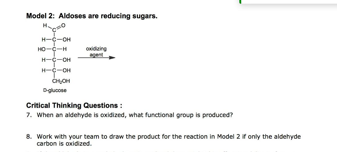 Solved Model 2: Aldoses are reducing sugars. Critical | Chegg.com