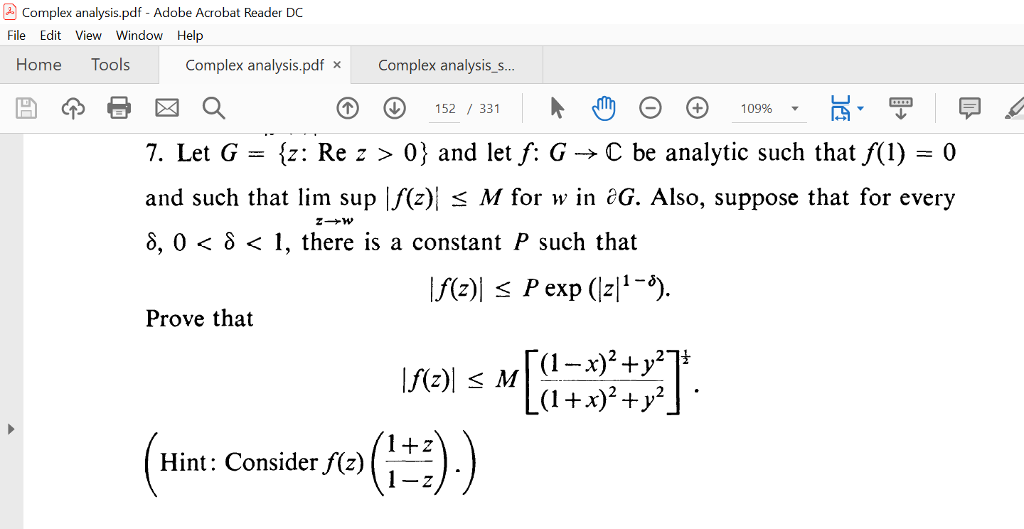 Solved Complex analysis.pdf - Adobe Acrobat Reader DC File | Chegg.com