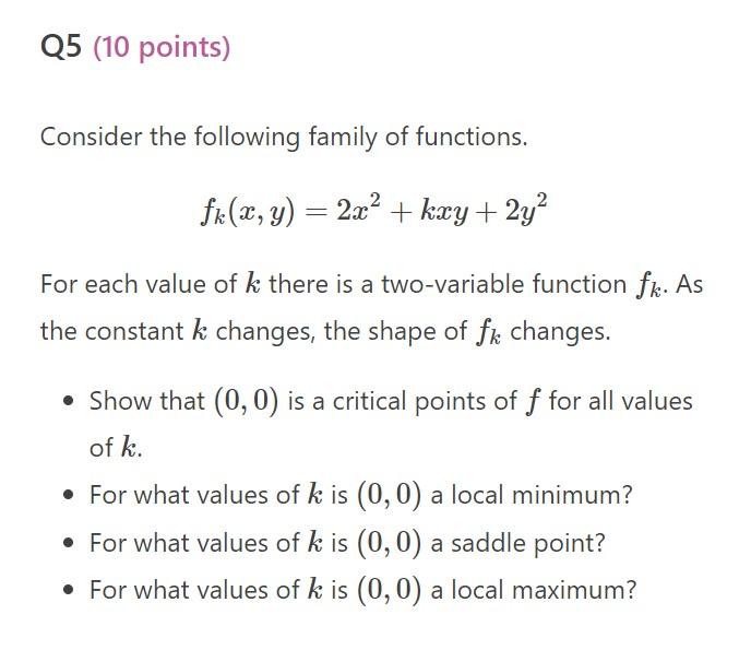 Solved Consider the following family of functions. | Chegg.com