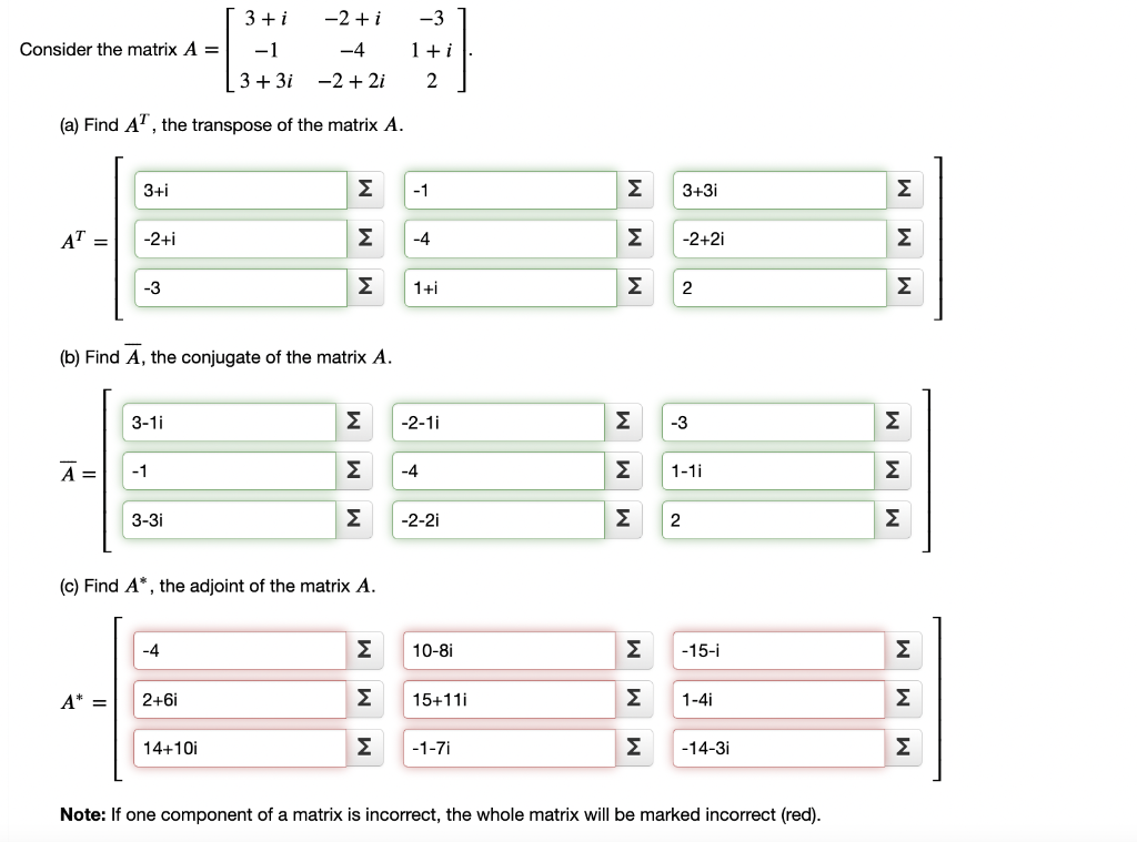 Solved 3+i −2+ i -1 -4 3 + 3i –2 + 2 (a) Find AT, the | Chegg.com
