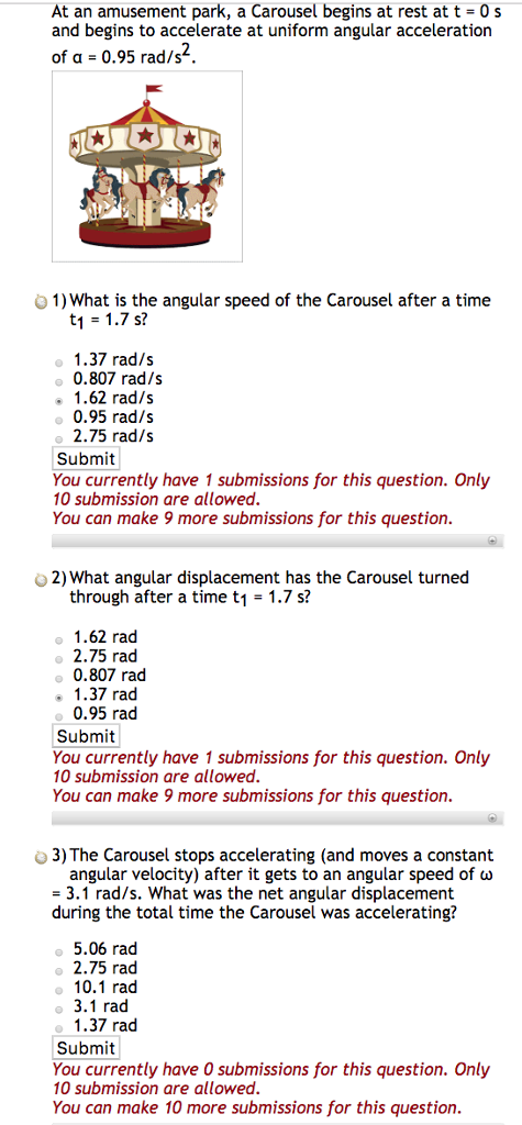 Solved At an amusement park, a Carousel begins at rest | Chegg.com