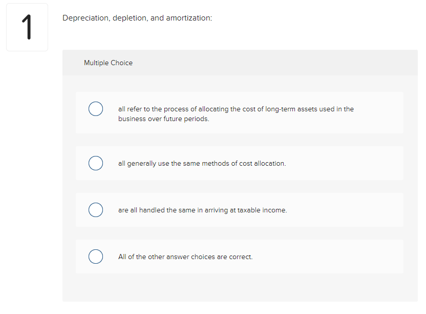 Solved Depreciation, depletion, and amortization: Multiple | Chegg.com