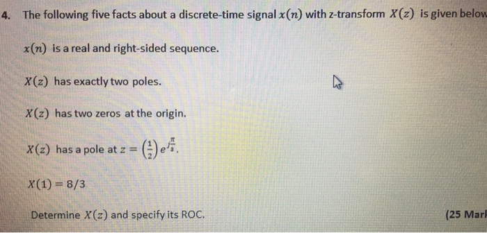 Solved The following five facts about a discrete-time signal | Chegg.com