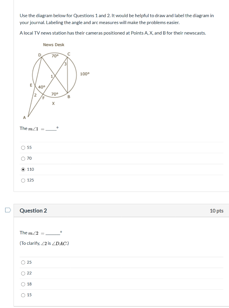 Solved The m ∠ 2 = ________° (To clarify, ∠ 2 is ∠ D A C .) | Chegg.com