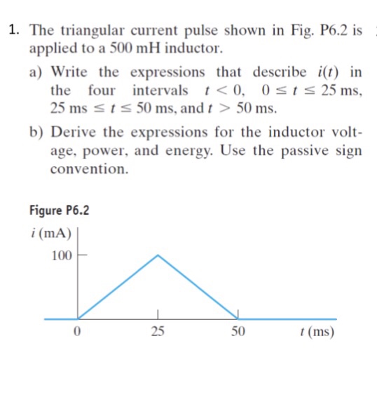 Solved 1. The triangular current pulse shown in Fig. P6.2 is | Chegg.com