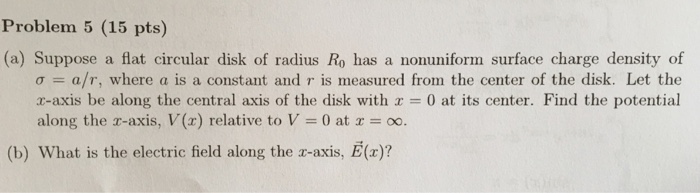 Solved Suppose a flat circular disk of radius R_0 has a | Chegg.com