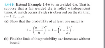 Solved 1.4-19. Extend Example 1.4-6 to an n-sided die. That | Chegg.com