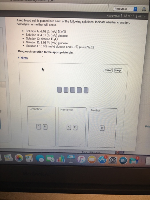 Solved Resources previous 12 of 15 next A red blood cell is | Chegg.com