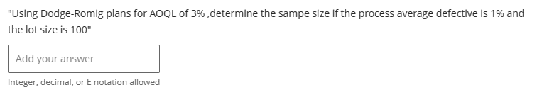 "Using Dodge-Romig plans for AOQL of 3%,determine the | Chegg.com