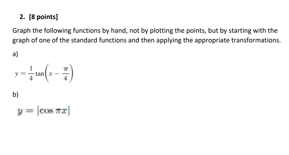 Solved Graph the following functions by hand, not by | Chegg.com