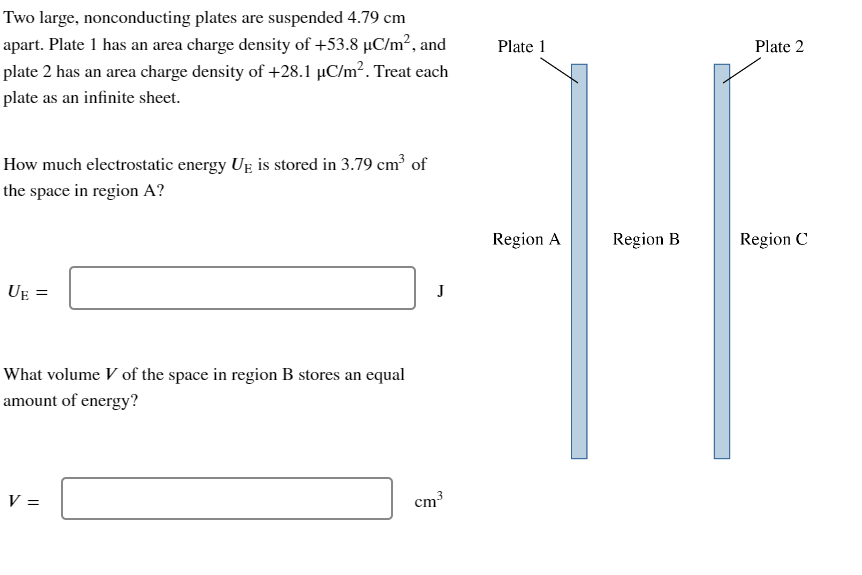 Solved Two large, nonconducting plates are suspended 4.79 cm | Chegg.com