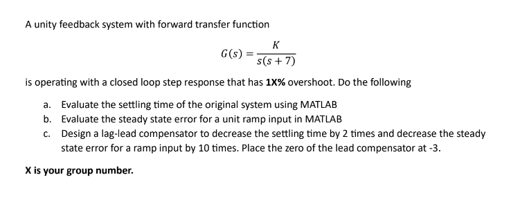 Solved A unity feedback system with forward transfer | Chegg.com