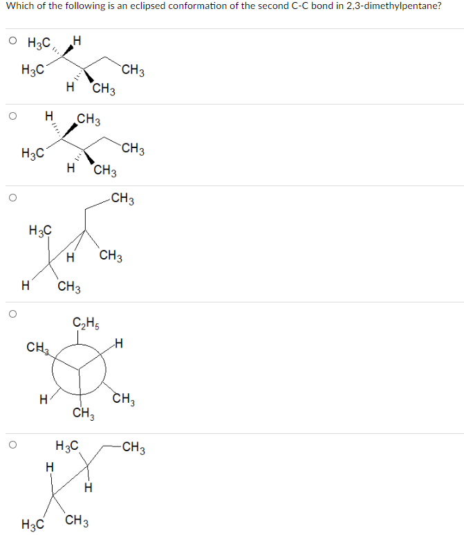 Solved Which of the following is an eclipsed conformation of | Chegg.com
