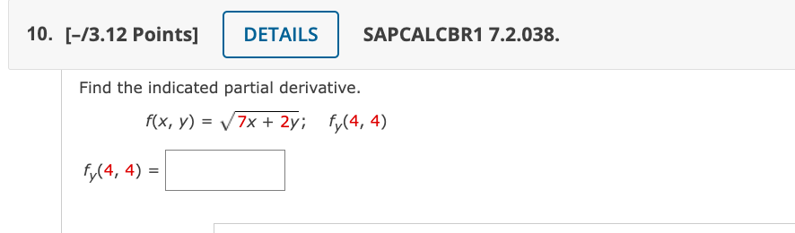 Solved Find the indicated partial | Chegg.com