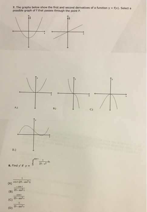Solved 7. The graphs below show the first and second | Chegg.com
