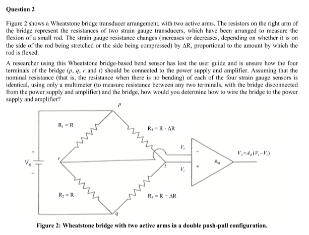 Solved Question 2 Figure 2 shows a Wheatstone bridge | Chegg.com