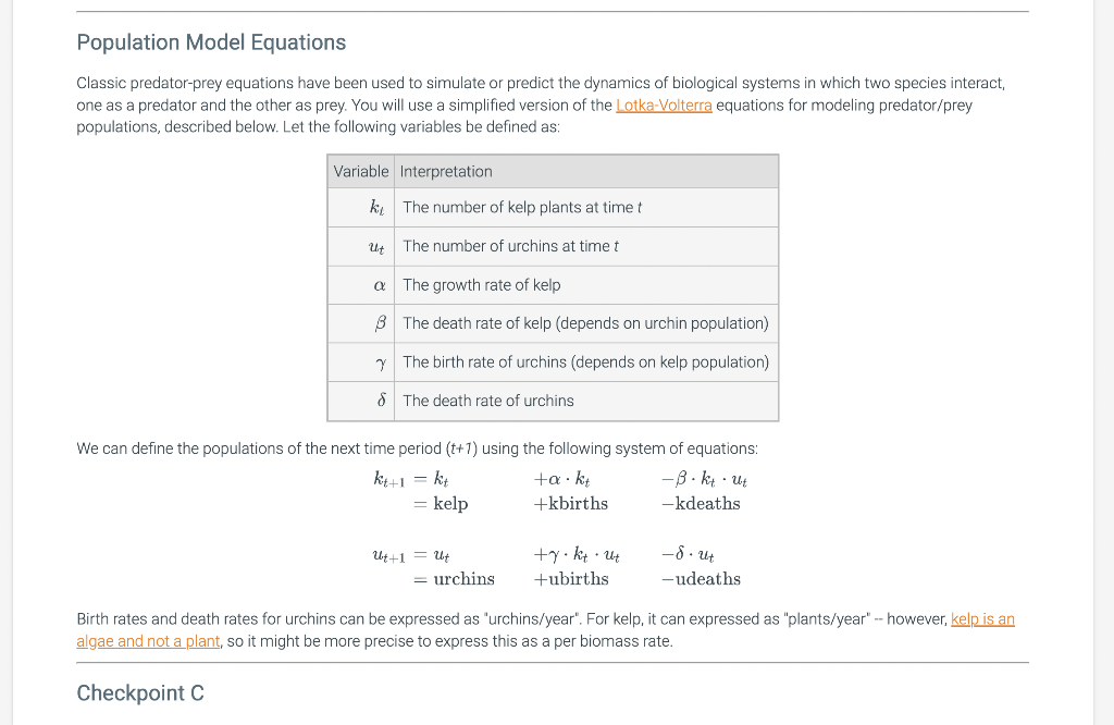 Solved Population Model Equations Classic predator-prey | Chegg.com