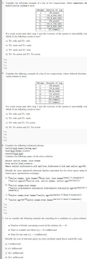 Solved Consider the following example of a log of two | Chegg.com