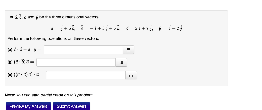 Solved Let a,b,c and y be the three dimensional vectors | Chegg.com