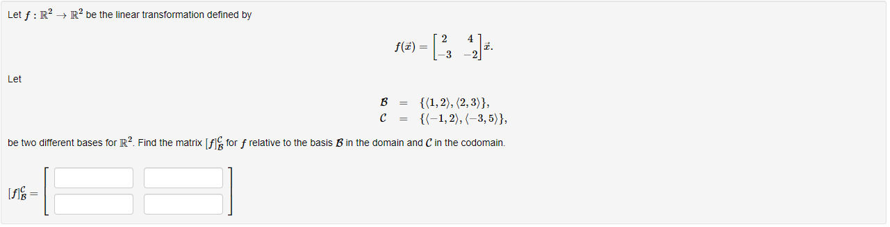 Solved Let f:R2→R2 be the linear transformation defined by | Chegg.com