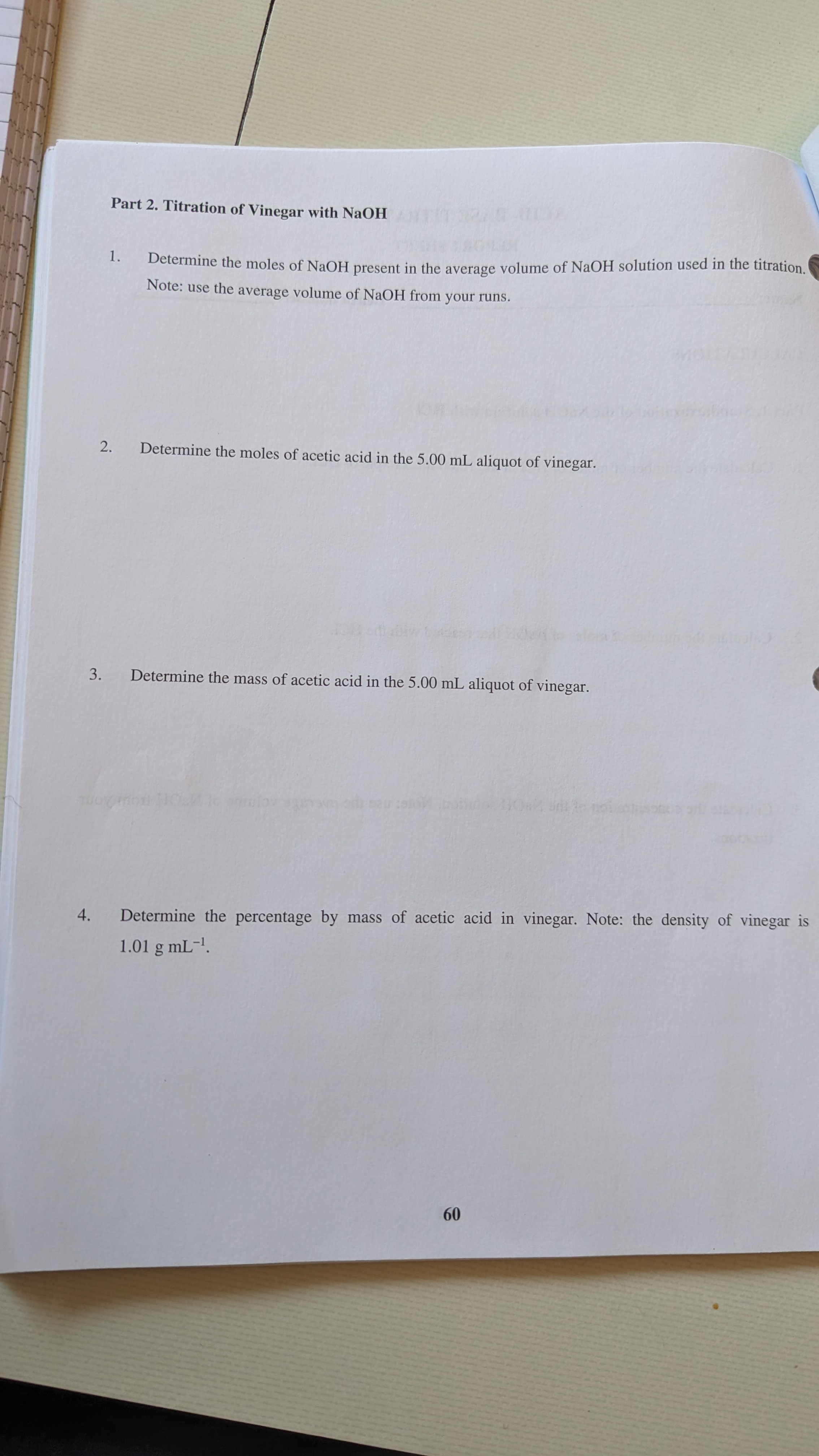 Solved nPROCEDUREPart 1. Standardization of the NaOH | Chegg.com