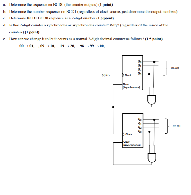 Solved a. Determine the sequence on BCDO (the counter | Chegg.com